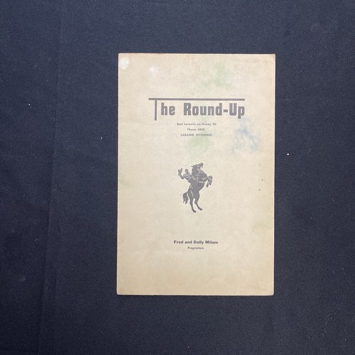 1947 Vintage Restaurant Menu The Round Up East Laramie Wyoming Fred ...
