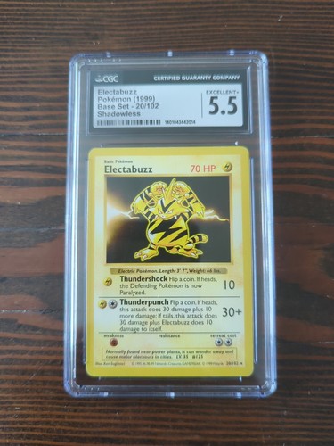 CGC 5.5 ⭐Electabuzz Shadowless⭐ Rare Base Set 1999 Pokemon Card #20/102 ...