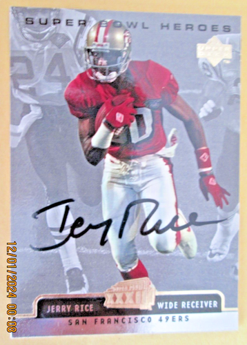 S A L E/JERRY RICE/1999 UPPER DECK#23/SUPER BOWL HEROES/49 ERS/FAUX SIG ...