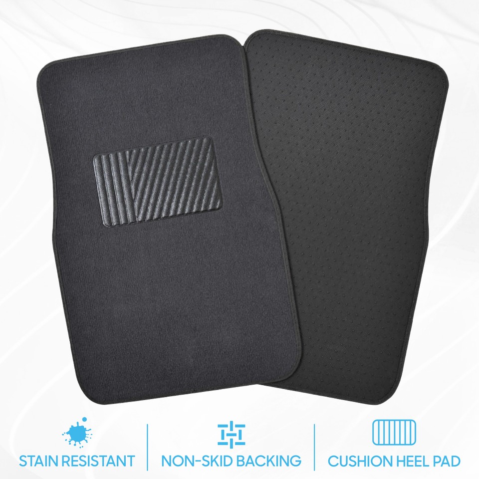 Car Carpet Floor Mats 4 Piece Vinyl Heel Pad Rug for Sedan & SUV Car ...