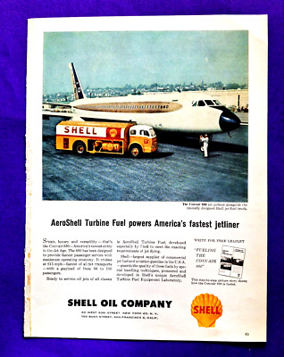 ALOHA AIRLINES AD 1970's Shell Oil fueling the CONVAIR 880 11 X 8in | eBay