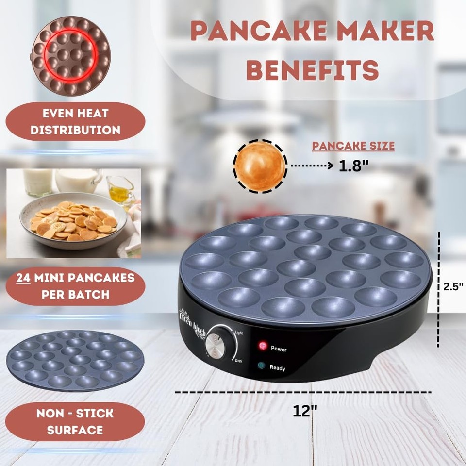 24PCS Mini Pancake Maker Machine, Nonstick Electric Dutch Pancakes ...