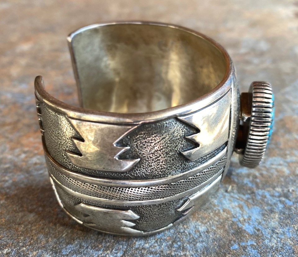 VINTAGE NAVAJO LEONARD NEZ SILVER OVERLAY CUFF BRACELET | eBay