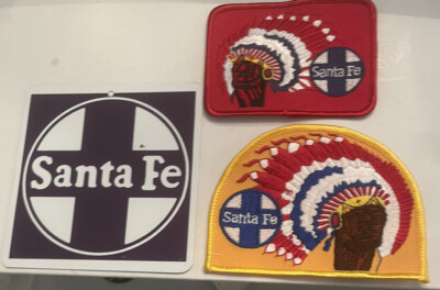 2 Santa Fe Patches With A Indian In Full Headdress & Aluminum Sign With S F | eBay