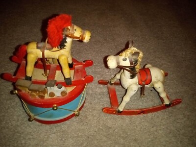 Vintage Enesco Rustic Wooden & Plastic Rocking Horse (s) For parts ...