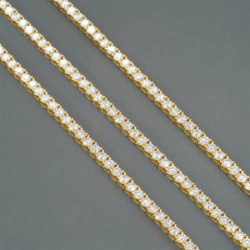 2-6mm 16-24" Real VVS D Moissanite Tennis Chain Necklace 925 Silver ...