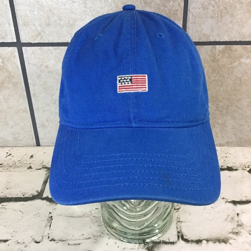 US Flag Logo Hat Mens OSFA Adjustable Blue Strapback Baseball Cap 100% ...