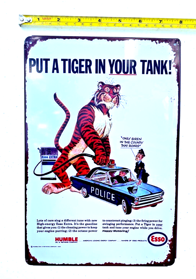 Esso Oil Tin Sign Sign Esso Extra Motor Oil Gas Station Sign Exxon ...