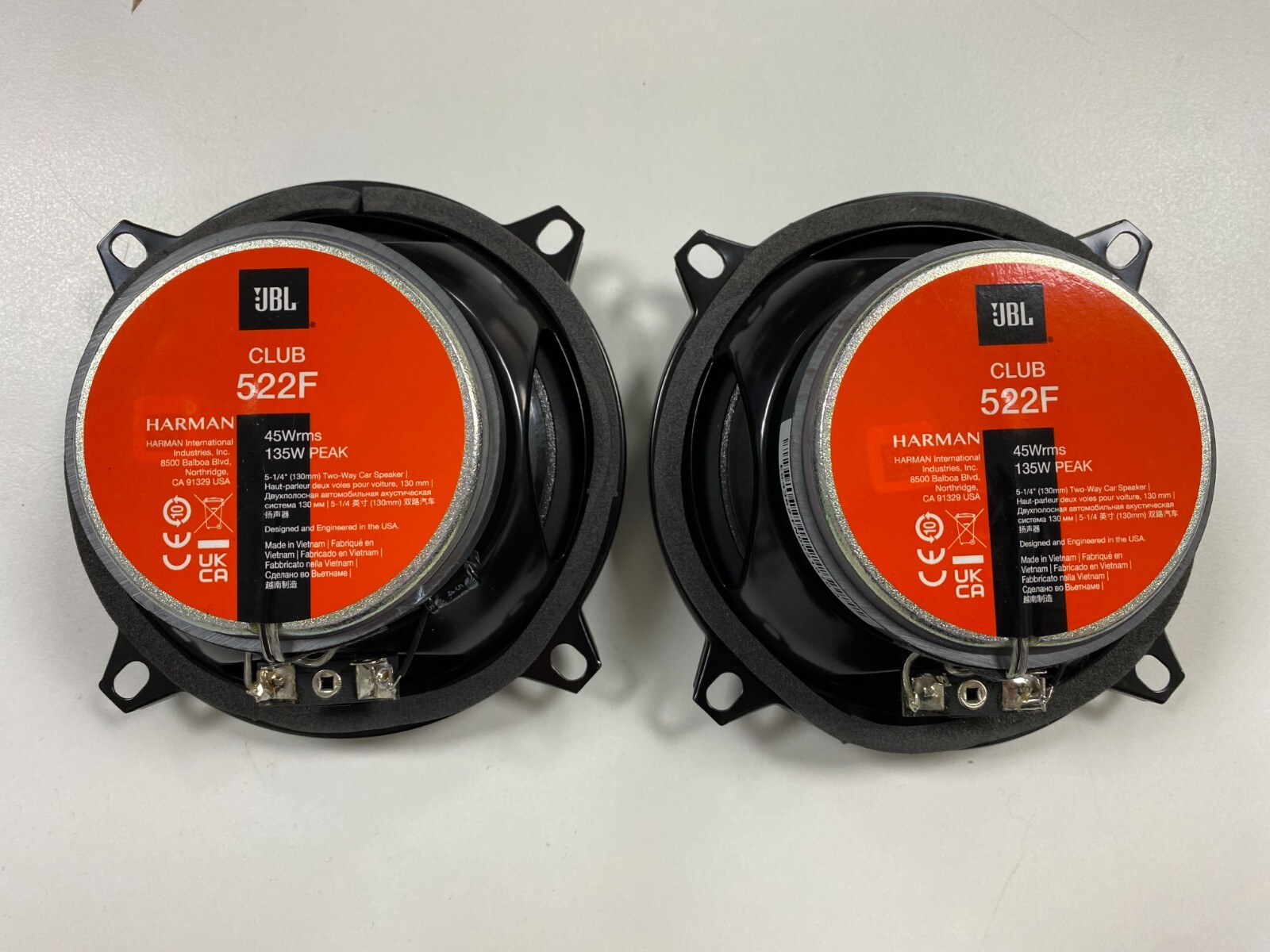 JBL CLUB 522F 13cm CAR SPEAKERS 5.25" 270W TOTAL 2-WAY DOOR COAXIAL ...