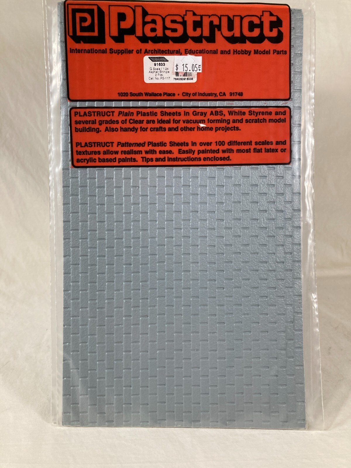 Plastruct 91633 Asphalt Shingle Roof Patterned Sheets - G Scale 1:24 12 ...