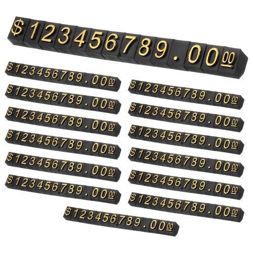 14Set Price Display Cube, Price Tag Stand Mini Tag(Black/Gold, 2.2 ...