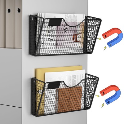 Magnetic File Holder, 2 Pockets Magnetic File Folder Holder No Drilling ...