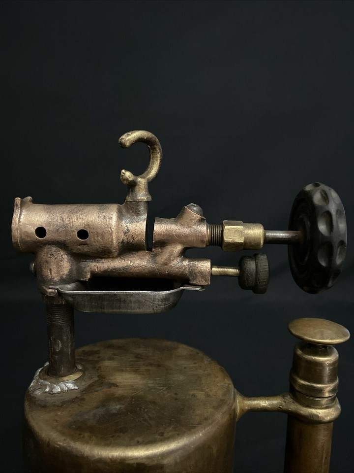 RARE / ANTIQUE / VINTAGE VINTAGE BRASS BLOW TORCH / BLOWTORCH WITH DUAL ...