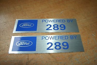 FORD POWERED BY 289 VALVE COVER DECALS NEW PAIR SILVER BLUE MUSTANG ...
