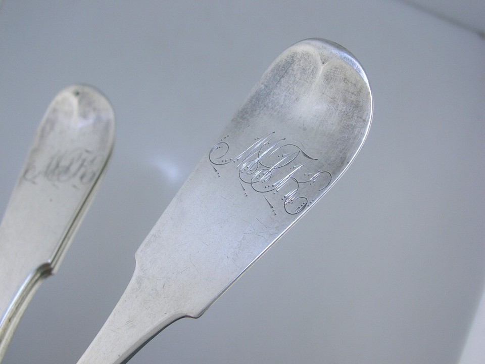 6 Early Coin Silver Teaspoons MANNERBACK of Reading PA c1800's | eBay