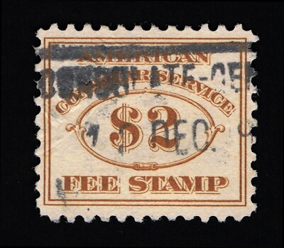 EXCEPTIONAL GENUINE #RK11 VF-XF USED 1906 BROWN $2 CONSULAR SERVICE FEE ...