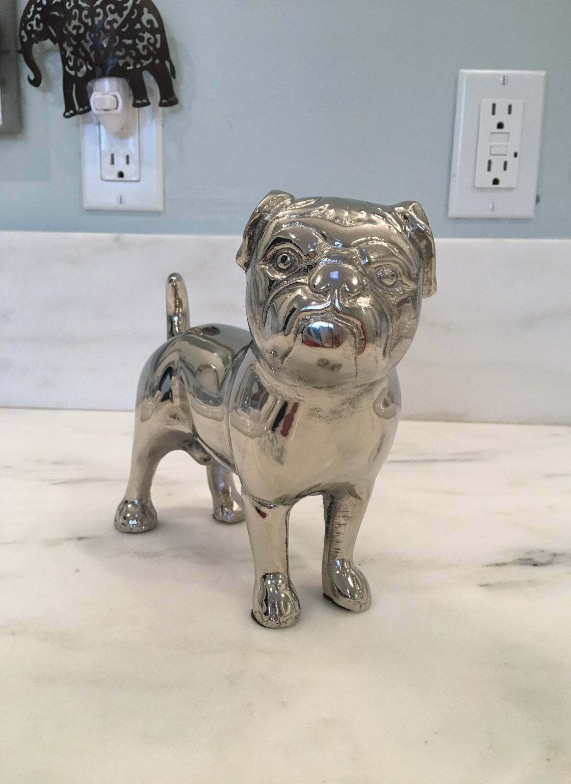Silver METAL DOG STATUE Sculpture | eBay