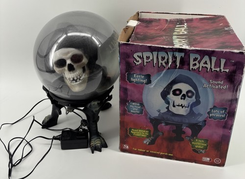 Gemmy Halloween Spirit Crystal Ball Talking Skeleton Head Animated Prop ...
