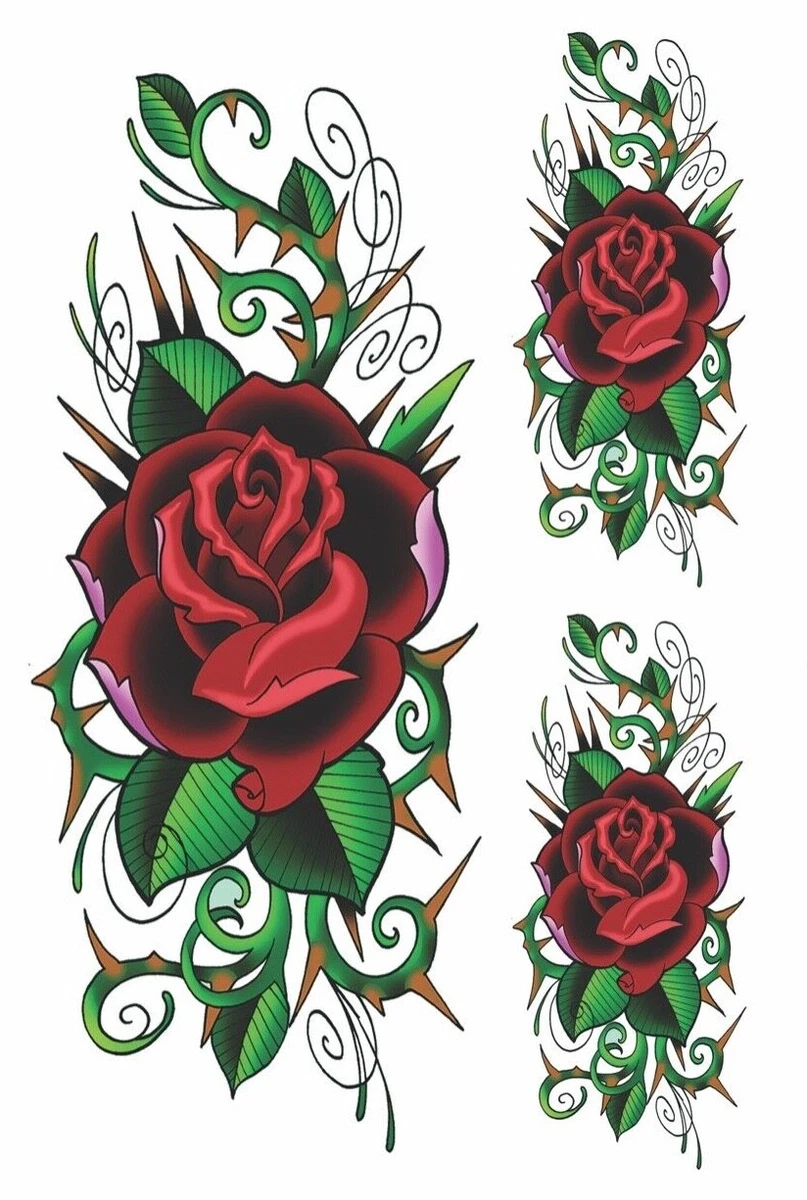 Realistic Rose Vine Tattoo