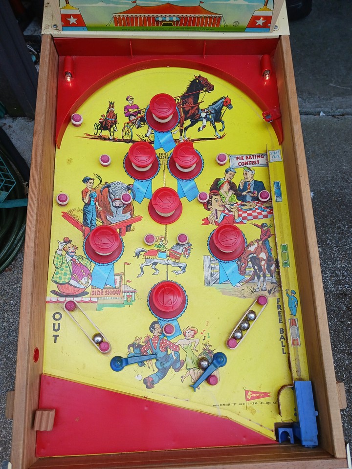 Vintage 50s Kids Pinball Table State Fair Strength Tester - Needs work ...