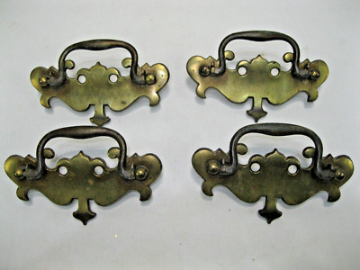 Vintage Copper Brass Flat Drawer Pulls 4 Handles Swing Drop Dresser 3. ...