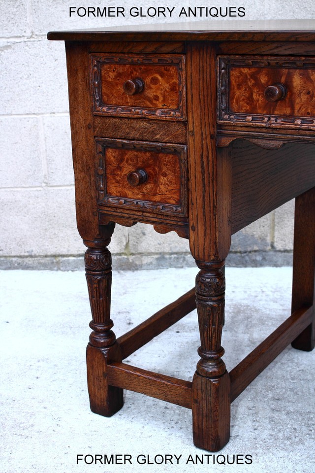 A TITCHMARSH AND GOODWIN STYLE OAK BURR WALNUT WRITING DESK TABLE ...