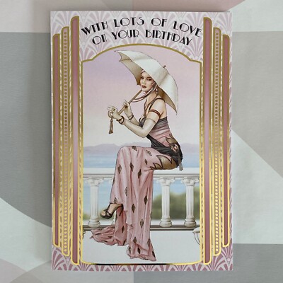 Art Deco Birthday Card - Flapper Lady 1920 - Great Gatsby Style - Lots ...