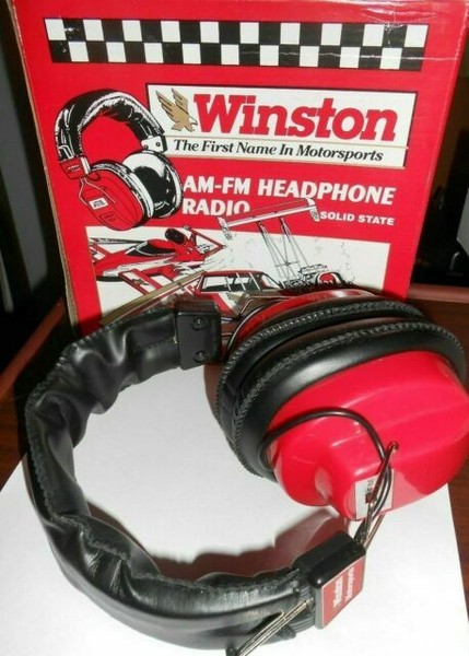 Vintage Winston Motorsports Red Wireless Am FM Headset Headphone Radio ...