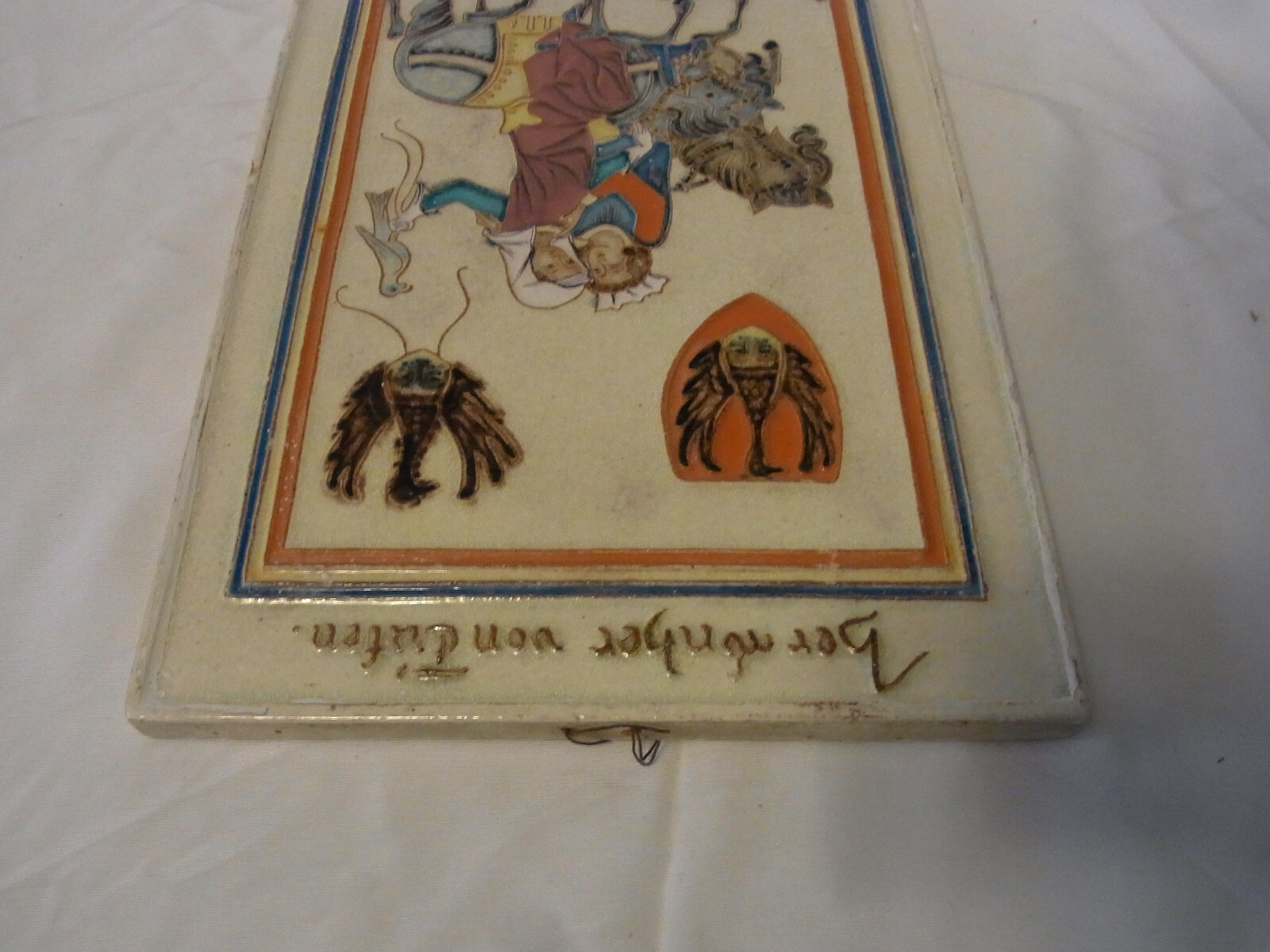 Karlsruhe Majolika Tile Falconer Knight Vintage German # 1 | eBay