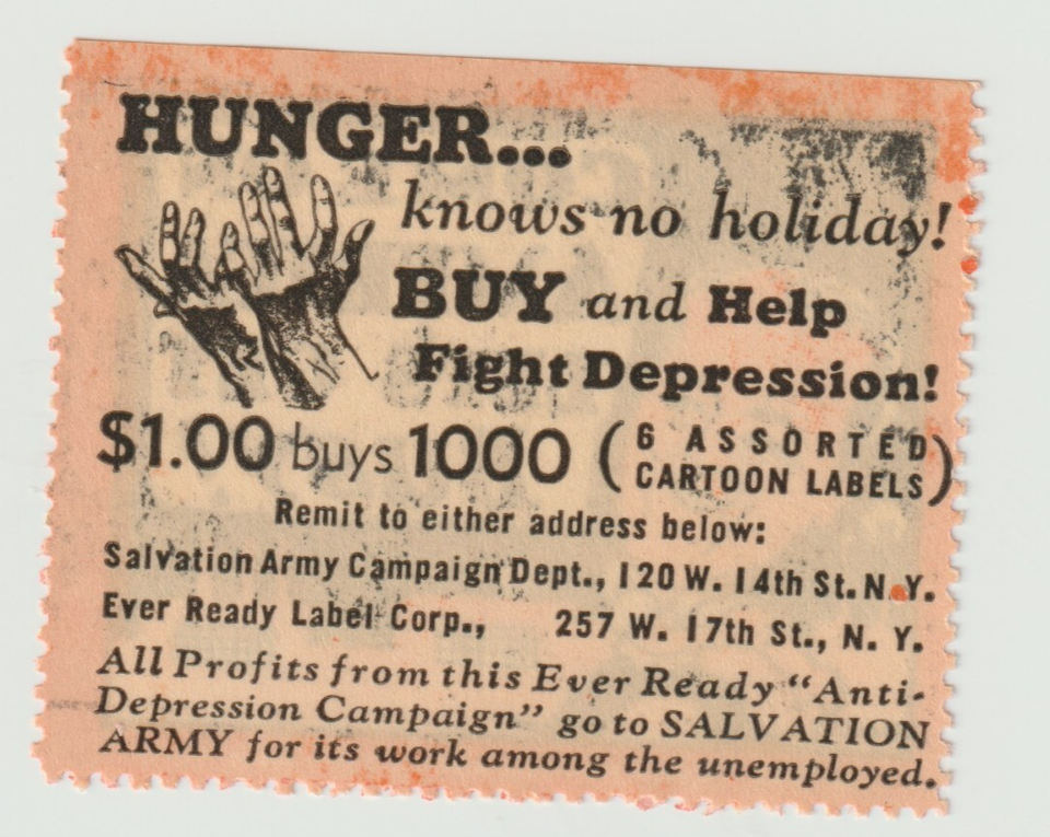 US Poster Stamp 1932 Depression era stamp w/ Roosevelt for Hunger ...