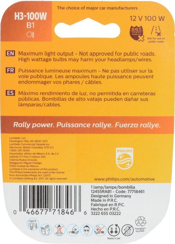 Fog Light Bulb-100W Upgrade - Single Blister Pack Philips H3-100WB1 | eBay