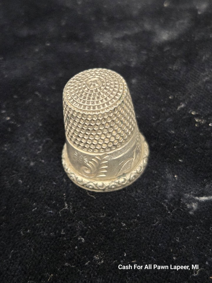 Antique 1800's Simons Brothers Scenic Sterling Silver Thimble Engraved ...