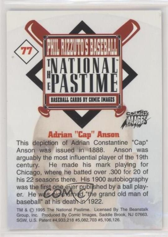 1995 Phil Rizzuto's Baseball: The National Pastime Adrian Cap Anson #77 ...