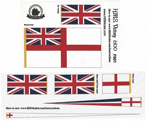 Heller HMS Victory 1:100 - set of flags and Draft scales for model ...