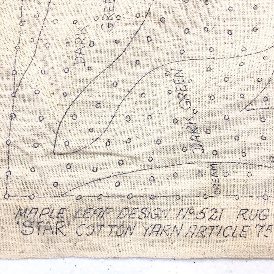 American Thread Co Vintage Primitive Hand Rug Hook Canvas Maple Leaf ...