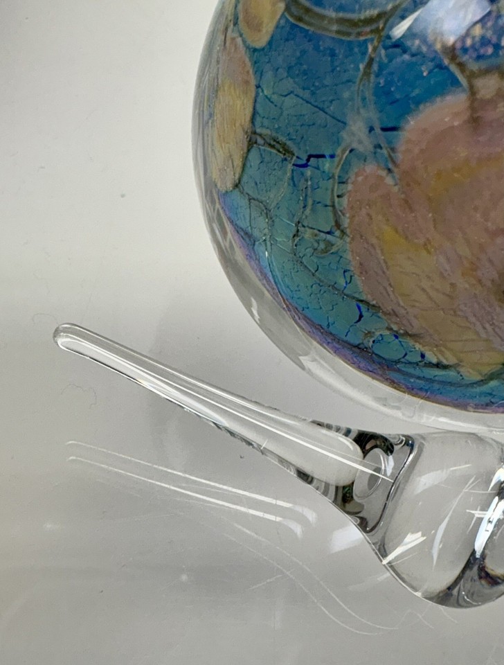 Vintage Vandermark Perfume Bottle Blue Art Glass Floral Signed Numbered ...