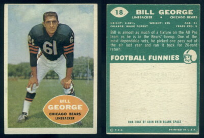 (63029) 1960 Topps FB 18 Bill George Bears-EX | eBay