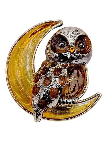 BATH & BODY WORK WALLFLOWER NIGHT LIGHT UP 24/7 PLUG AMBER OWL ON MOON ...