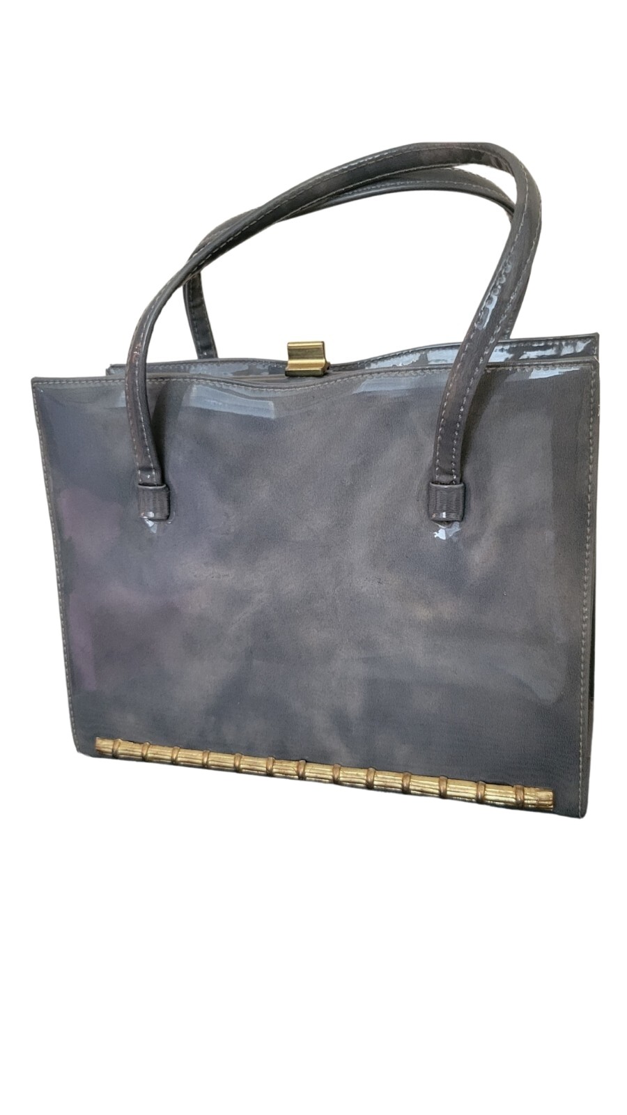 Vintage Verdi Gray Patent Leather Purse Handbag - Gem