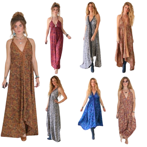 30 PC Lot Indian Silk Maxi Log Hippie Dress Festive Clothing Summer ...