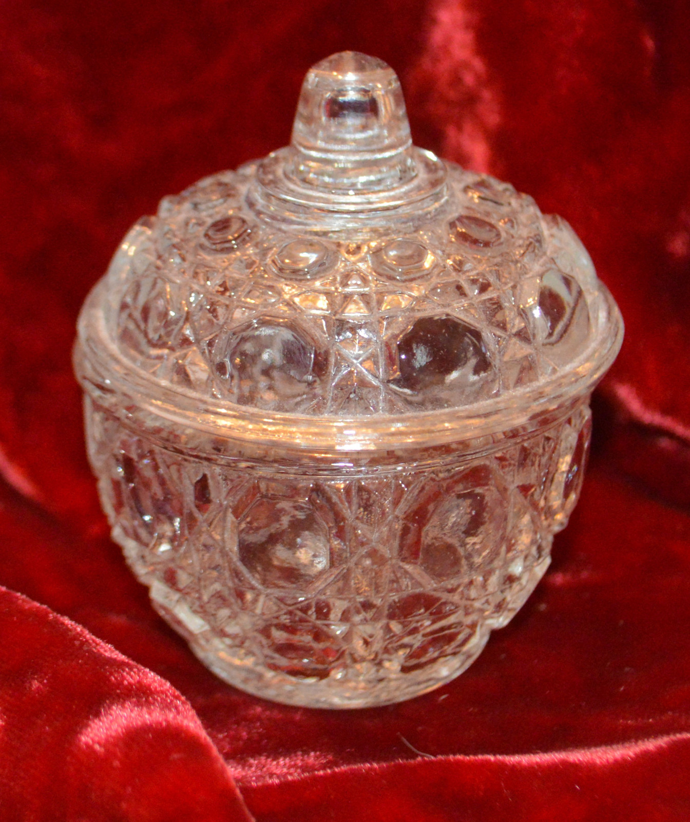 Mini Round Crystal trinket Cross Thatch Button Pattern | eBay