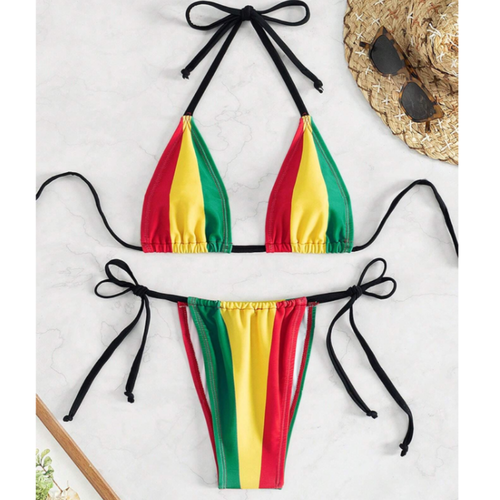Rasta Color String Bikini for Women – Red Yellow Green Triangle ...