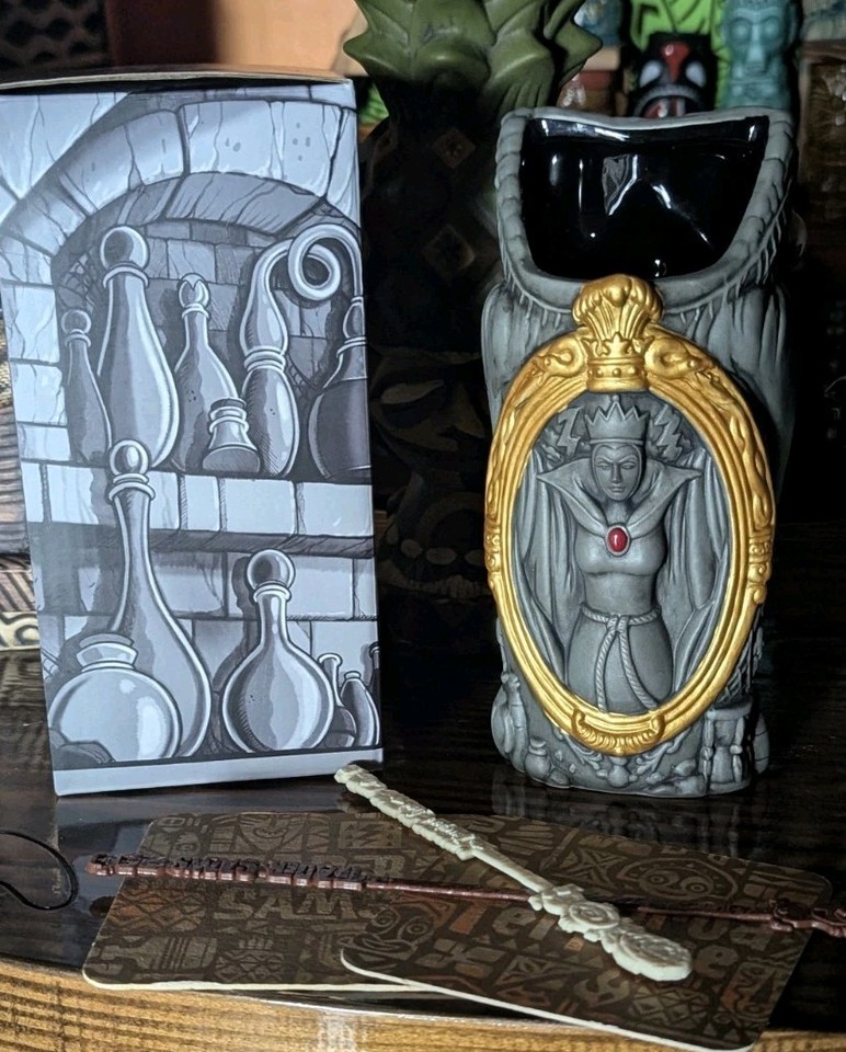 Disney Trader Sams SIGNED Evil Queen & The Witch Tiki Mug + Coasters ...
