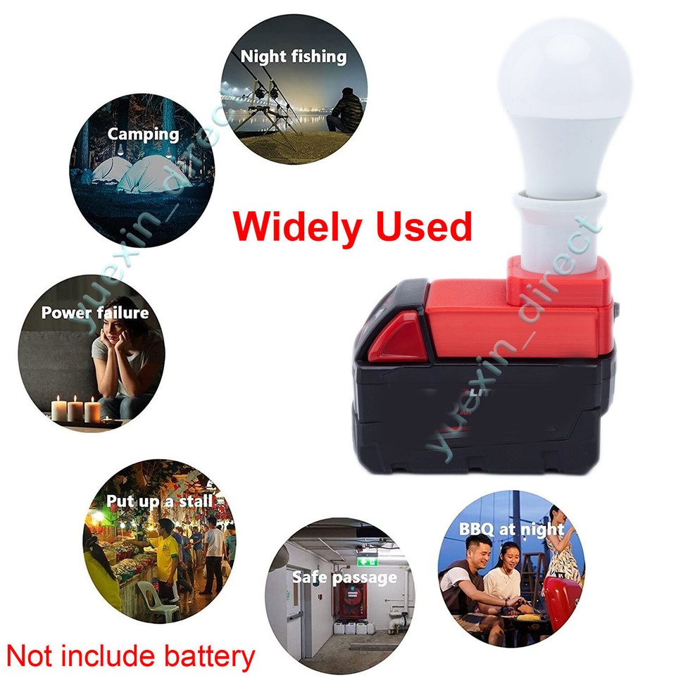 Wireless LED Work Light for Milwaukee M 18 18V Battery Cordless E27 LED ...