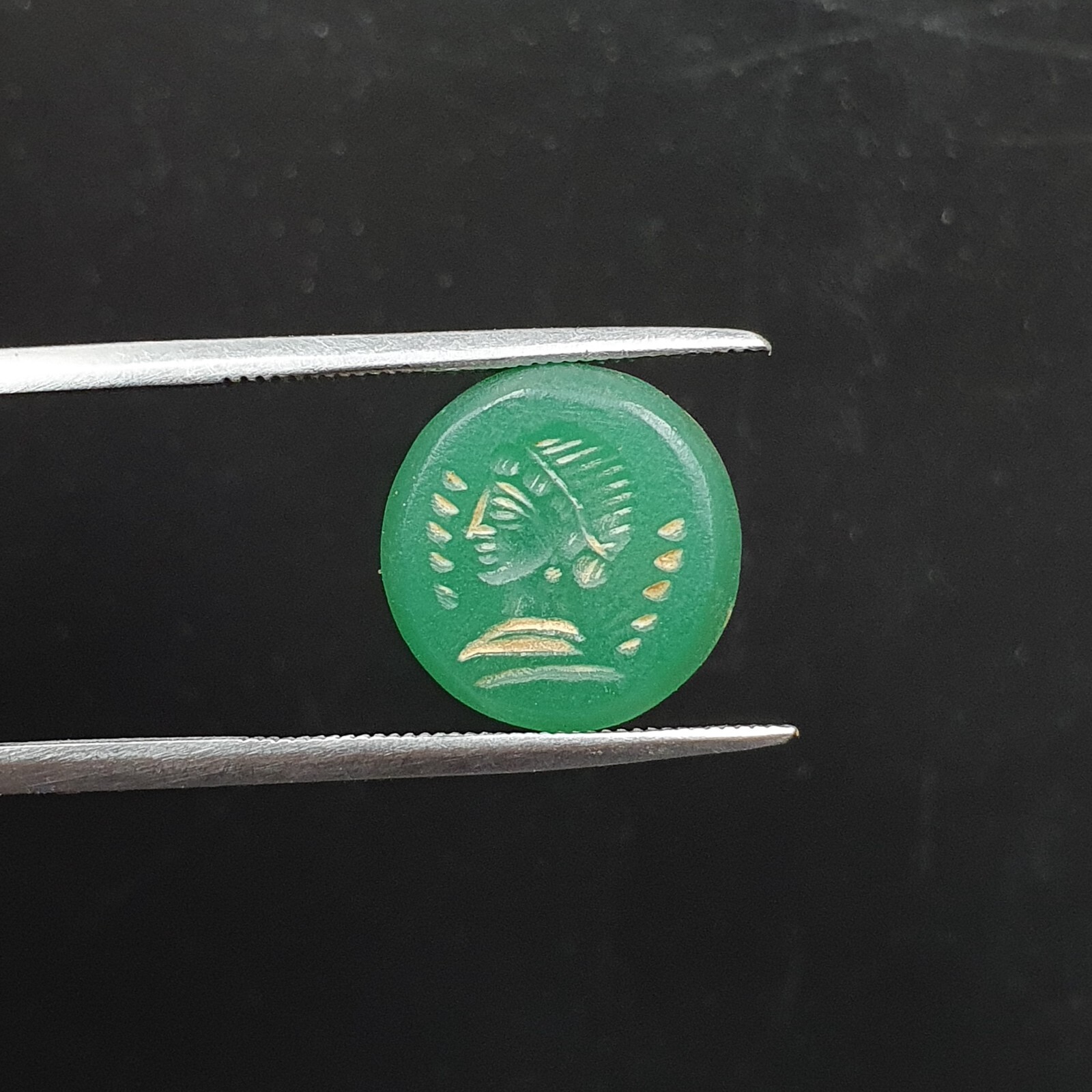 Antique Green AGATE SEAL BEAD " Queen, Intaglio Stamp Ring Cabochon | eBay