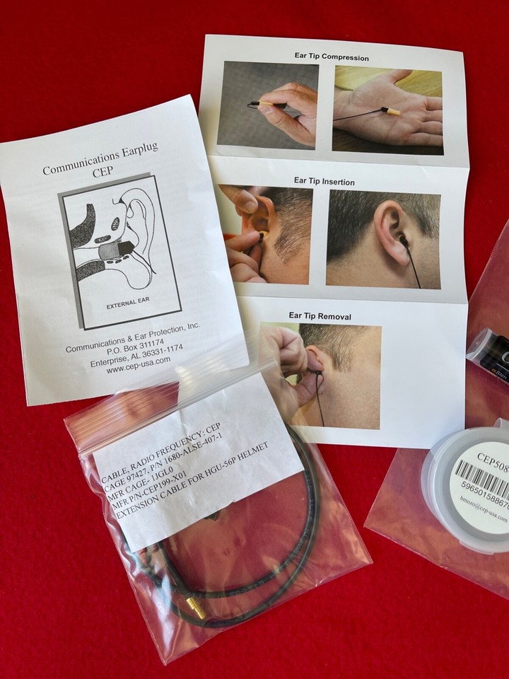 GENTEX HGU CEP KIT FLIGHT HELMET DUAL EARPHONE CEP 508 - C15 24" EXT ...