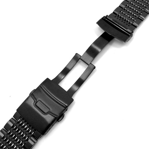Solid Stainless Steel Mesh Watch Band for Men Women Brushed 20mm, Black ...