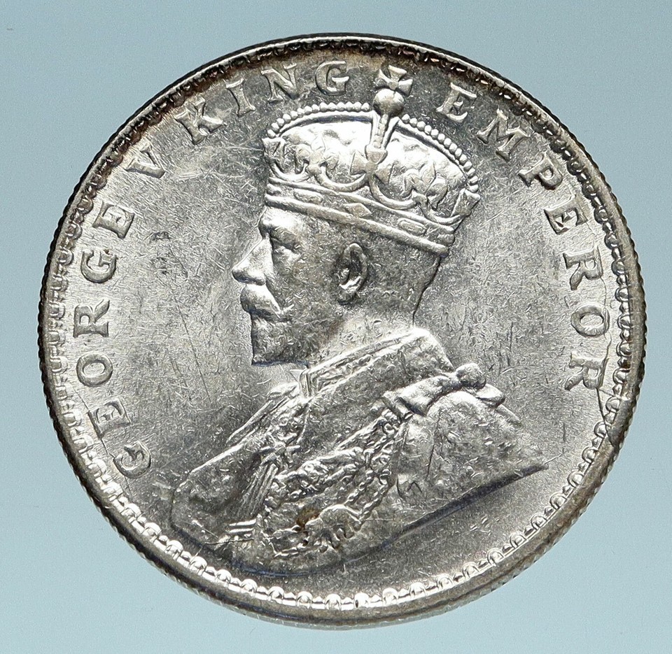 1917 INDIA UK King George V Silver Antique RUPEE Vintage Indian Coin ...