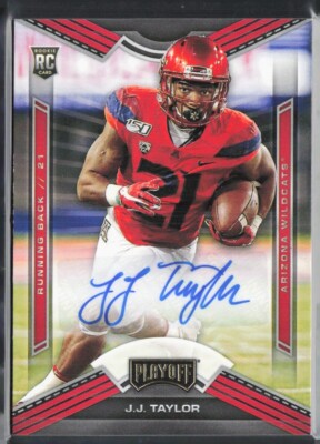 2020 Panini Chronicles DP #13 J.J. Taylor Playoff Signatures Red Zone ...