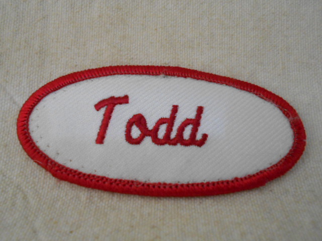 TODD USED EMBROIDERED VINTAGE SEW ON NAME PATCH TAGS ASSORTED COLORS | eBay